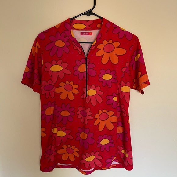 terry | Tops | Terry Cycling Jersey Womens Large 4 Zip Stretch Short Sleeve | Poshmark